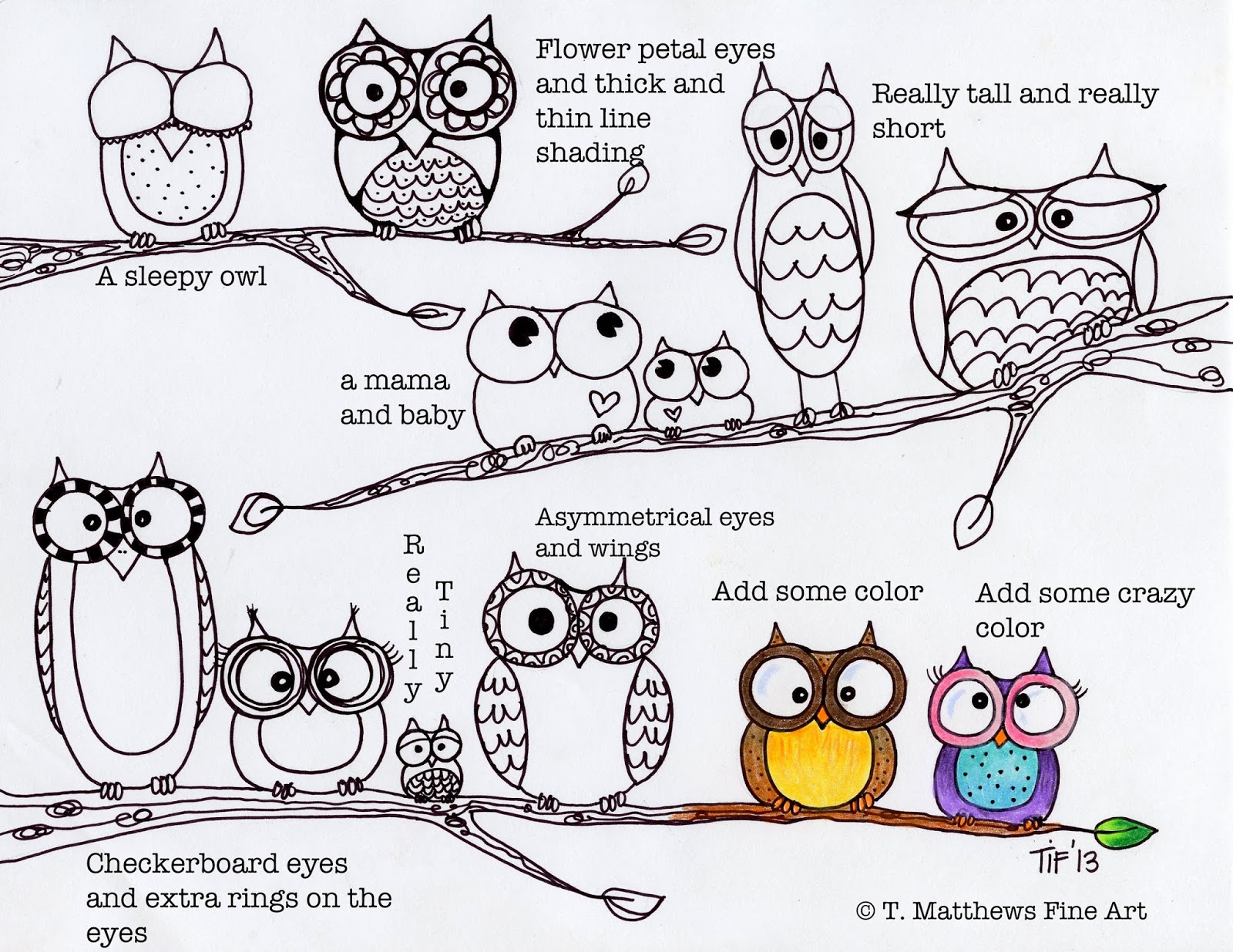T. Matthews Fine Art: First Friday Art Class for November 2013 - Owls ...