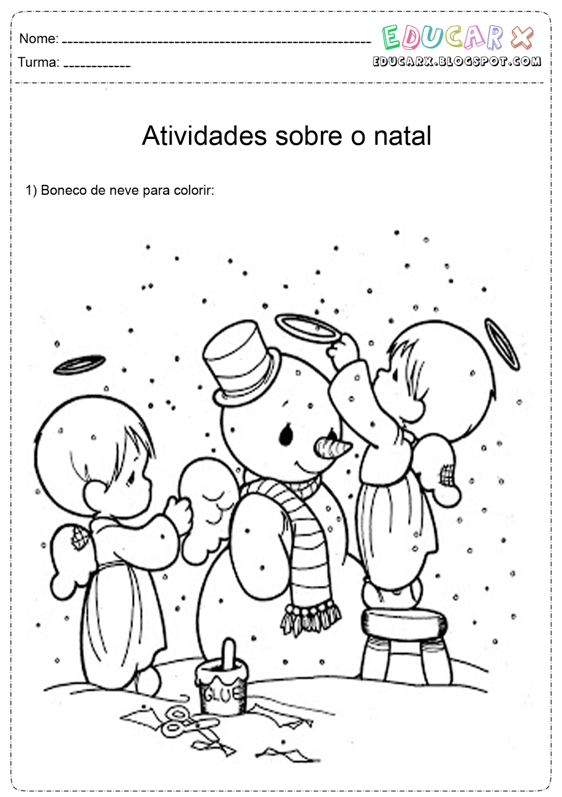 Bonecos de neve de natal para colorir e imprimir O bonecos de neve de ...
