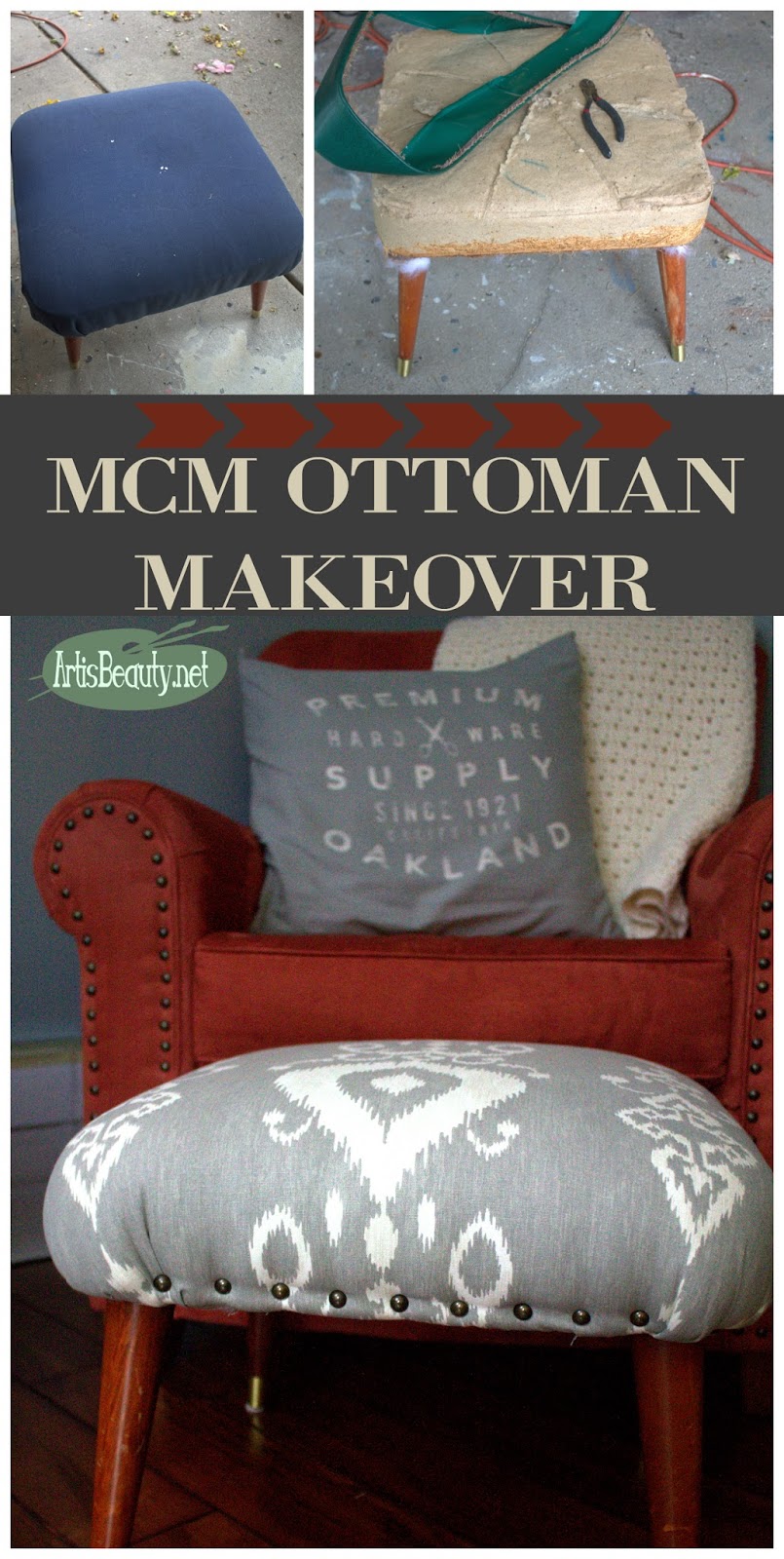 ART IS BEAUTY: Beat up MCM mini Ottoman Makeover