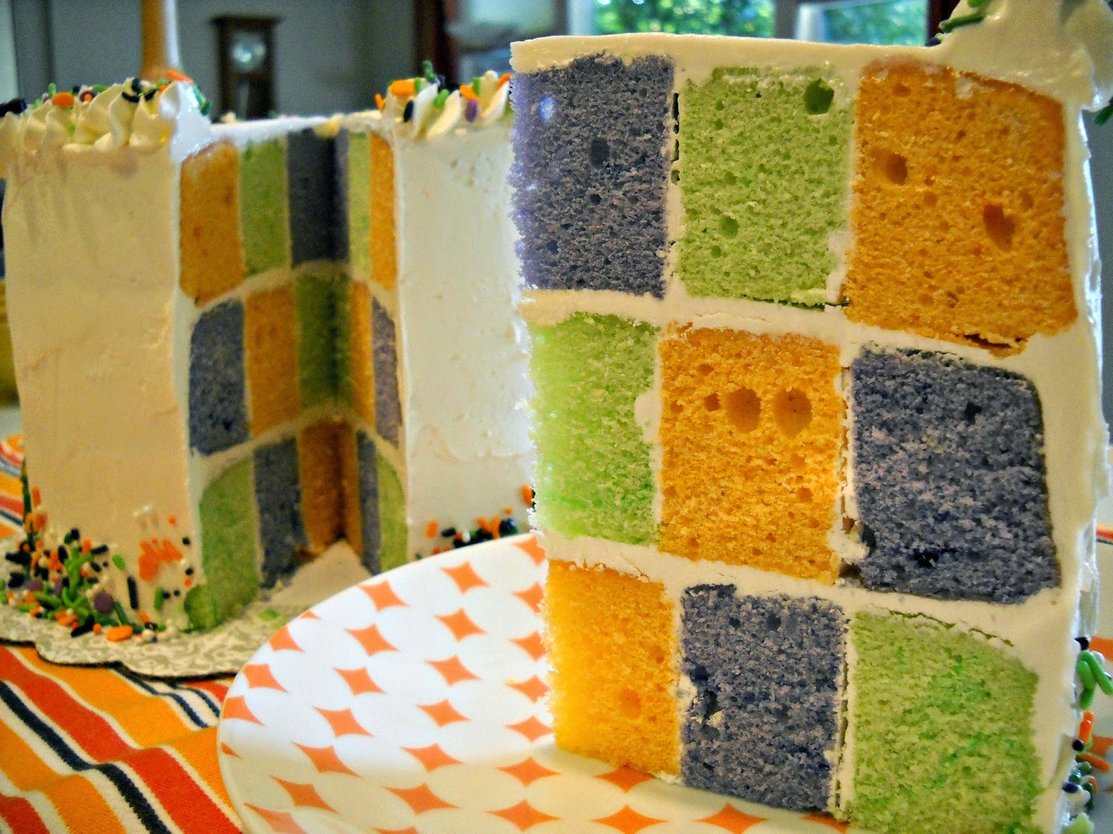 Bake It With Booze!: Halloween Hazelnut Checkerboard Cake