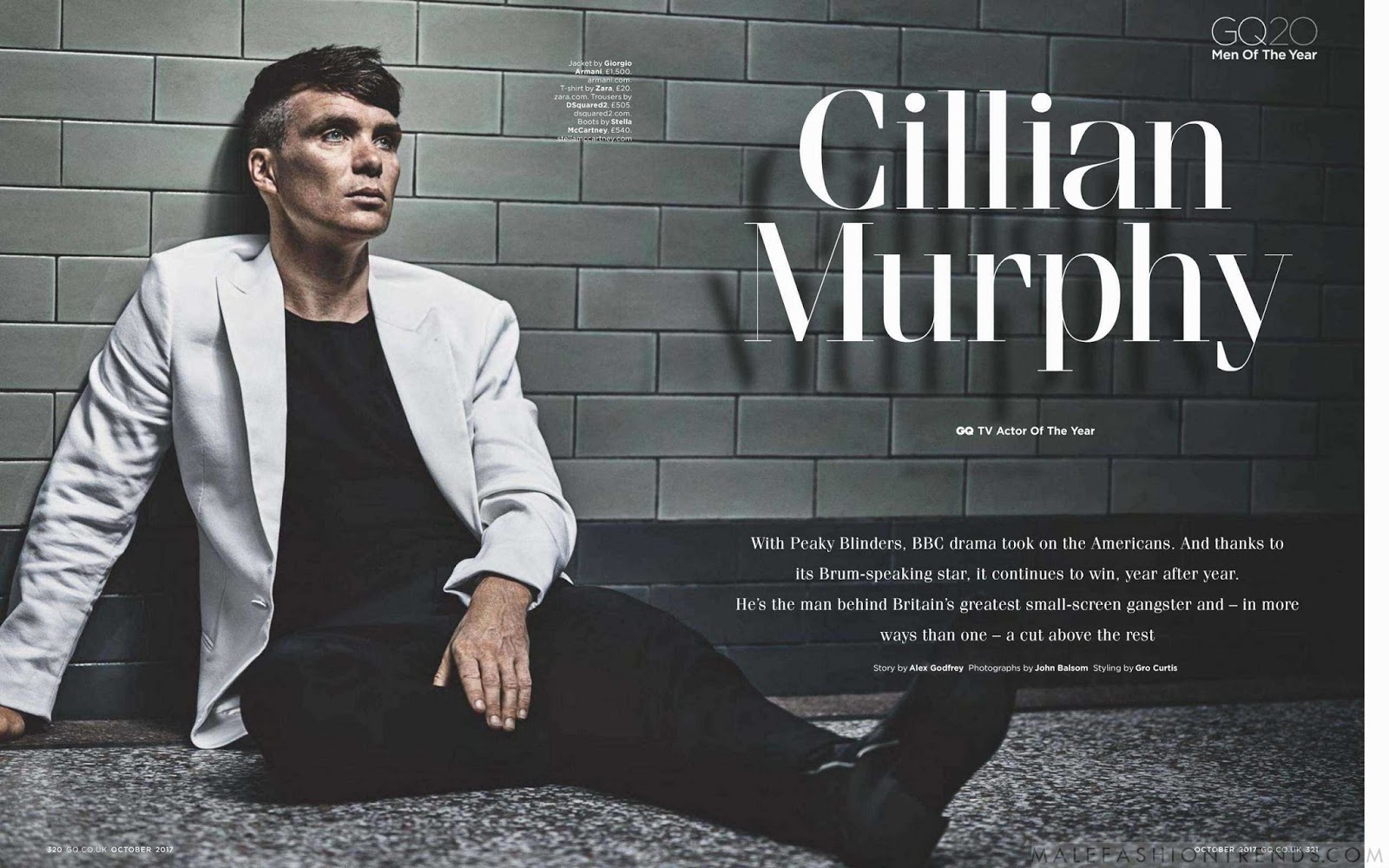 Cillian Murphy para British GQ por John Balsom