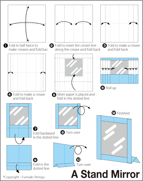 Stand Mirror - Easy Origami instructions For Kids