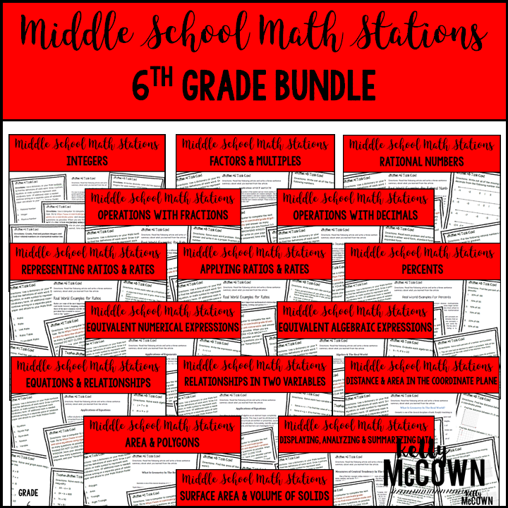 Kelly McCown: 6th Grade Middle School Math Stations