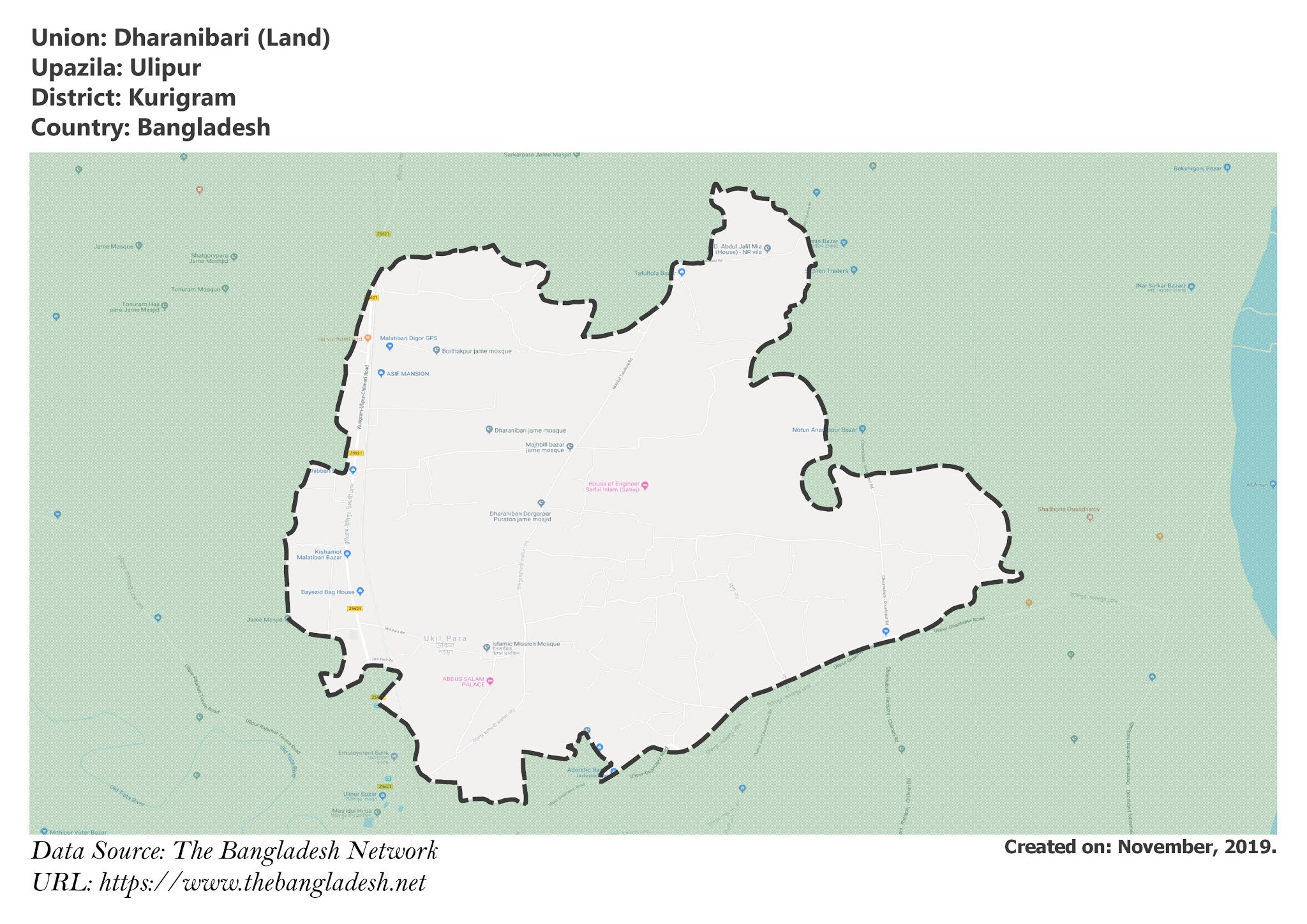 Dharanibari Union, Kurigram