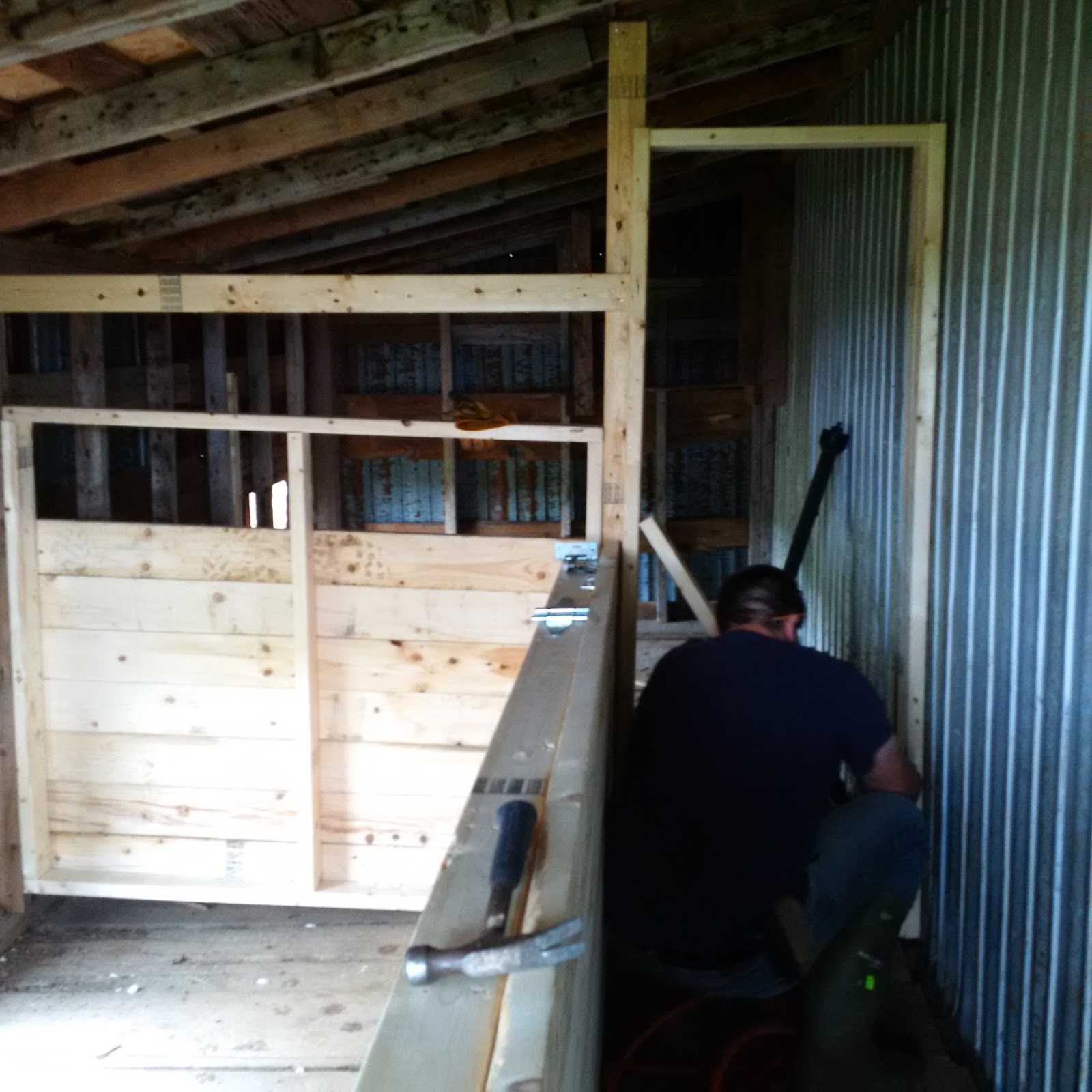 St. Mary's River Farm: Pig/goat stalls are under construction :D