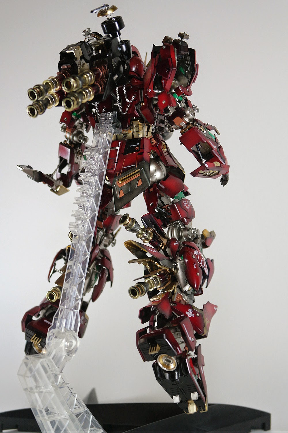 GUNDAM GUY: MG 1/100 Nu Gundam 'Neo Zeon Colors' Open Hatch - Custom Build