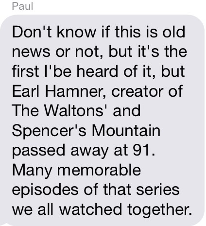 patterns of ink: Remembering Earl Hamner Jr.