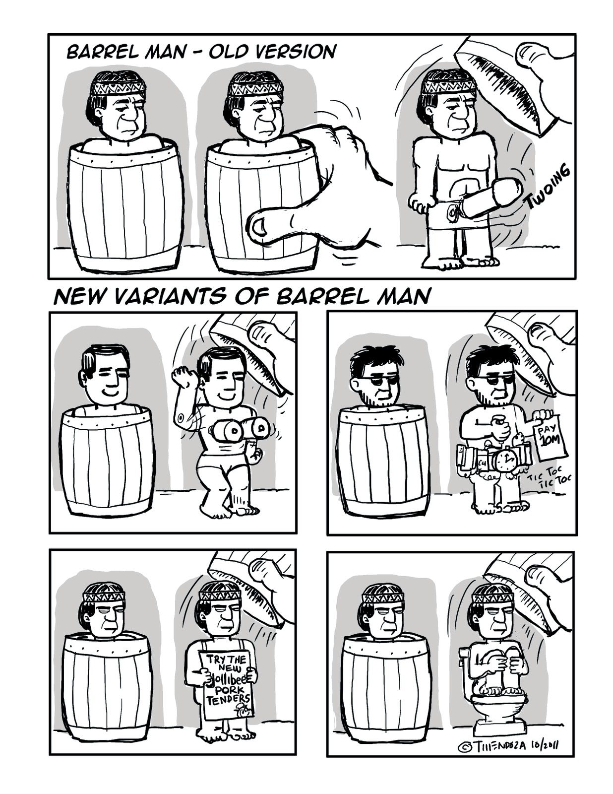 Boodge's Musings: MY DAILY BRUSH WITH LIFE: BARREL MAN TOON