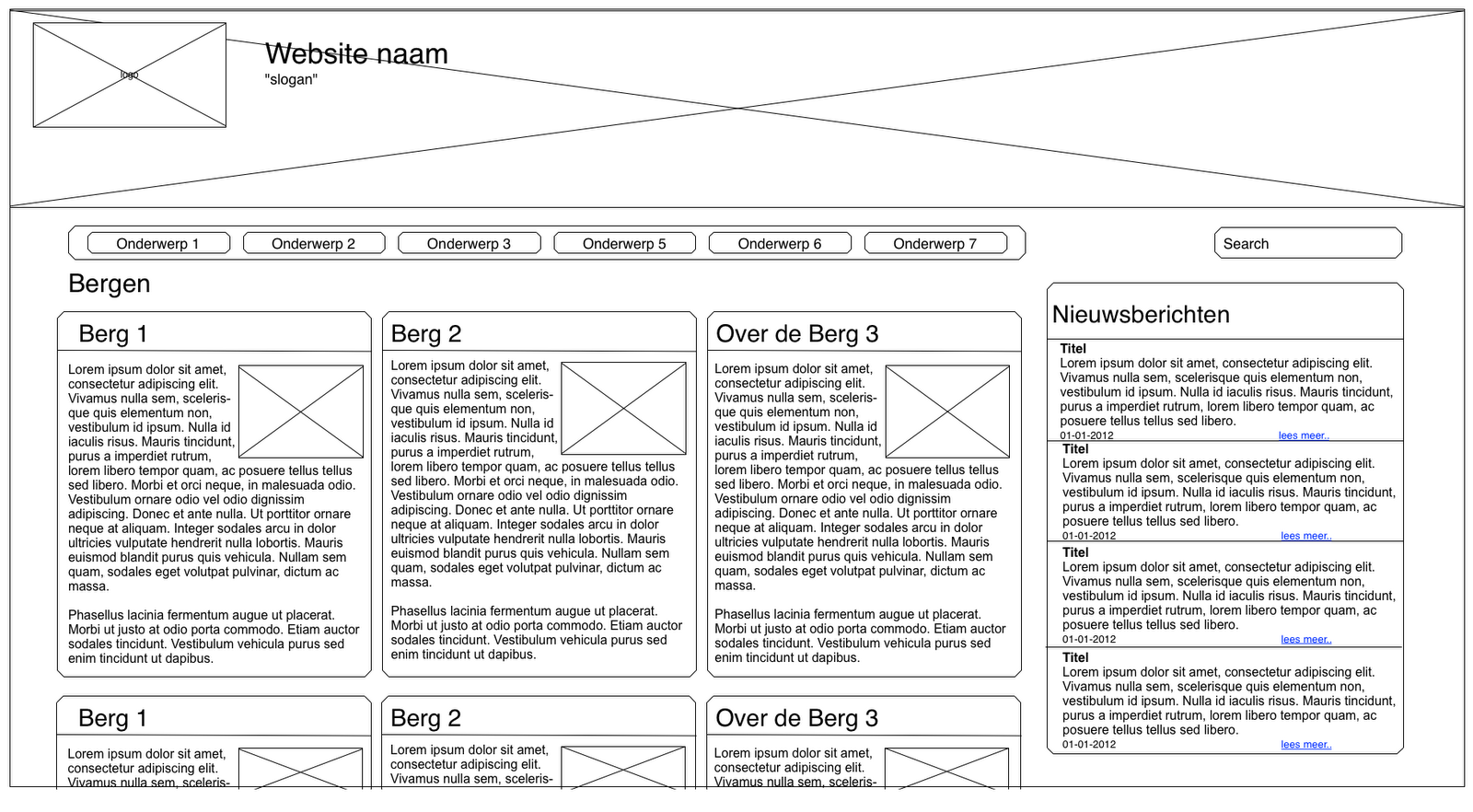Visual Interface Design: Functioneel ontwerp website (wireframes)