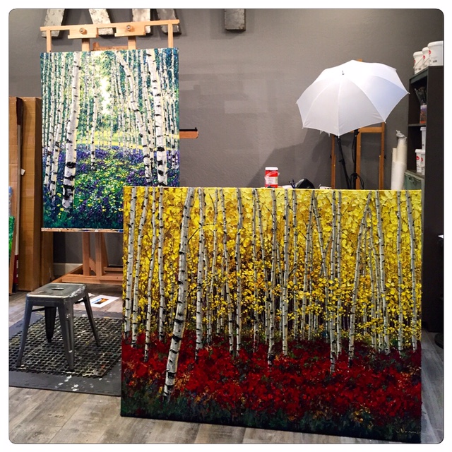 Aspen Paintings by Contemporary Aspen Artist Jennifer Vranes, Birch ...