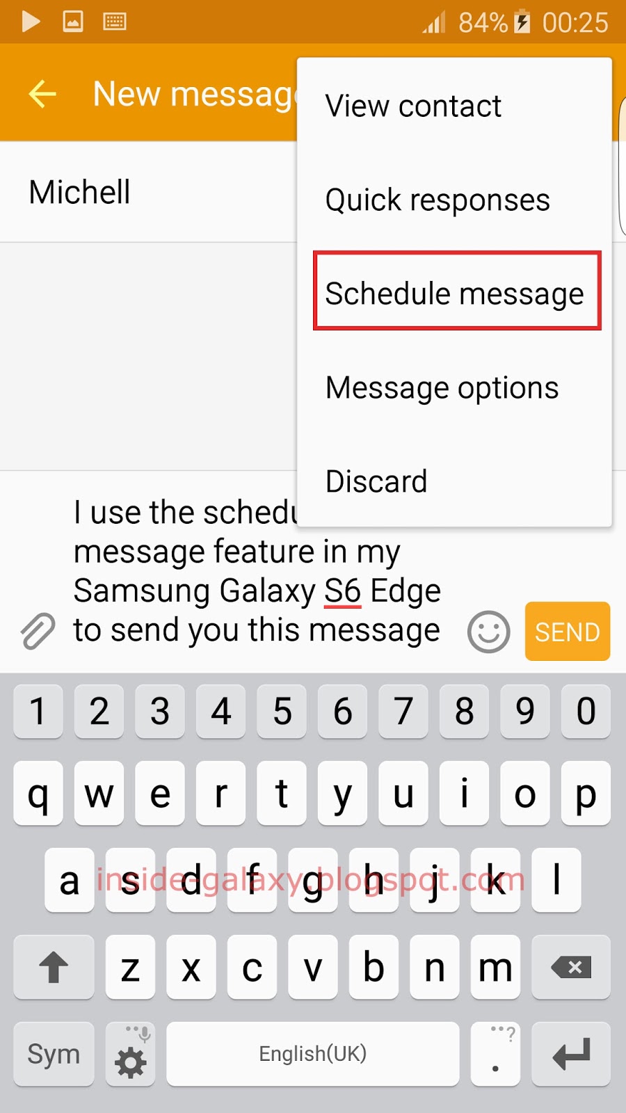 Inside Galaxy Samsung Galaxy S6 Edge How To Send Scheduled Text