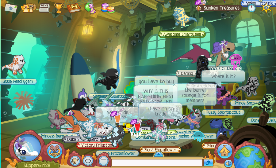 Animal Jam World Of Adventure: Lol lots of people for Barrel Sponge!