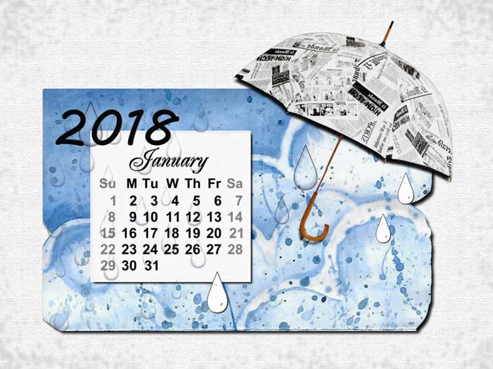 DIY Mini Calendar ''Rain and umbrella''