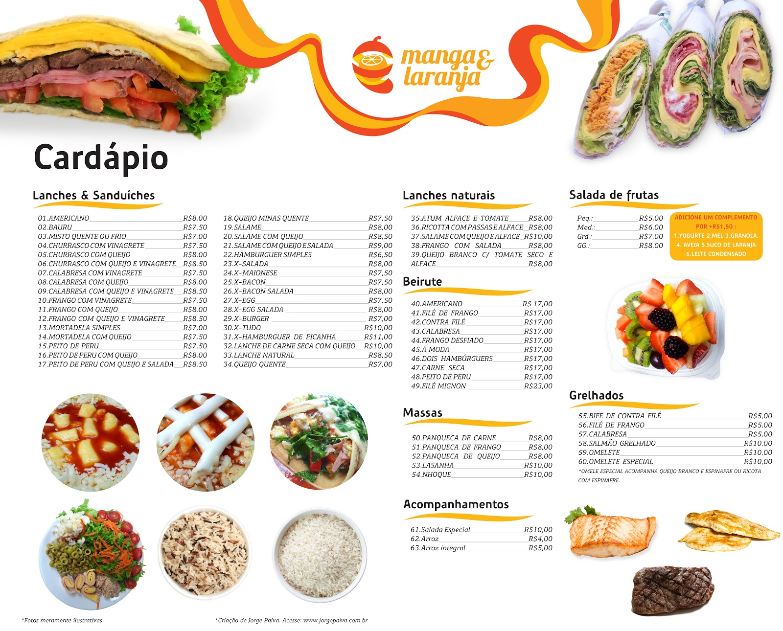 Cardápio. | Lanches naturais, Salada de frutas, Cardapio