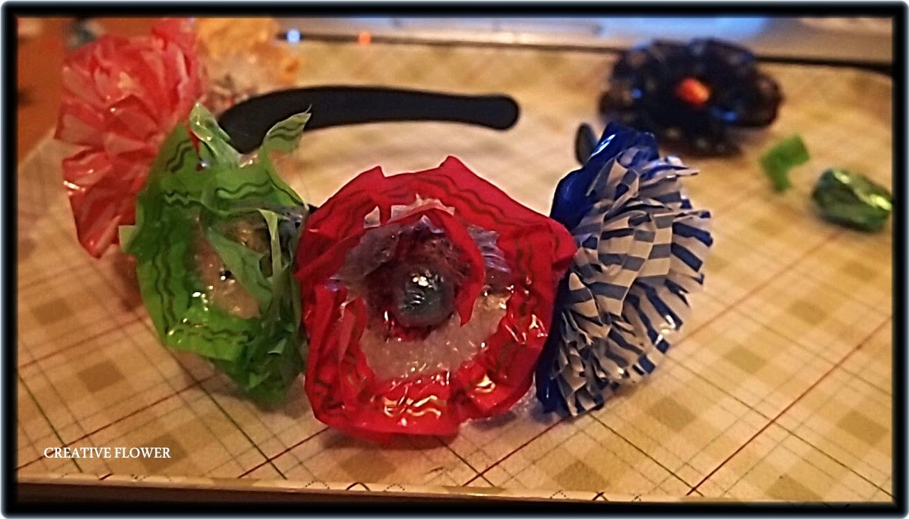 CREATE A HOBBY : Recycling Candy Wrappers( Lets Make Hair Flower Crown)