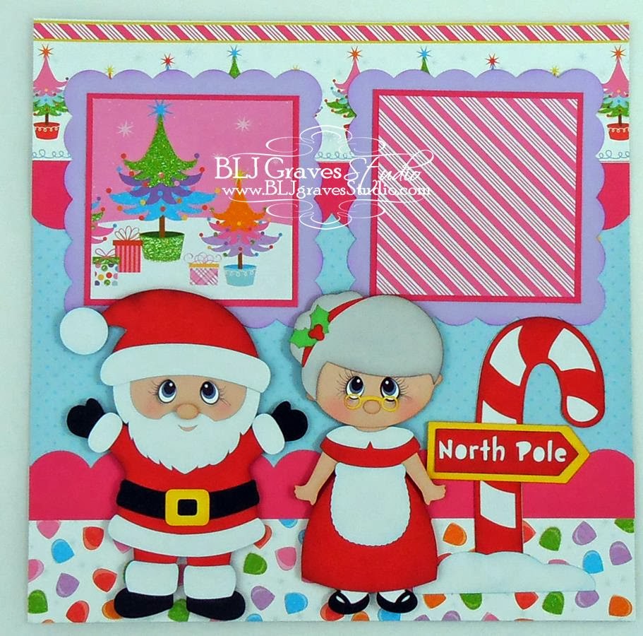 BLJ Graves Studio: Christmas, Santa, Mrs Claus & Rudolph Scrapbook Page