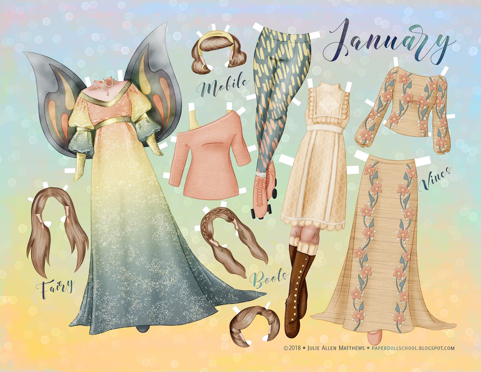 Paper Doll School: January Paper Doll - Set 7