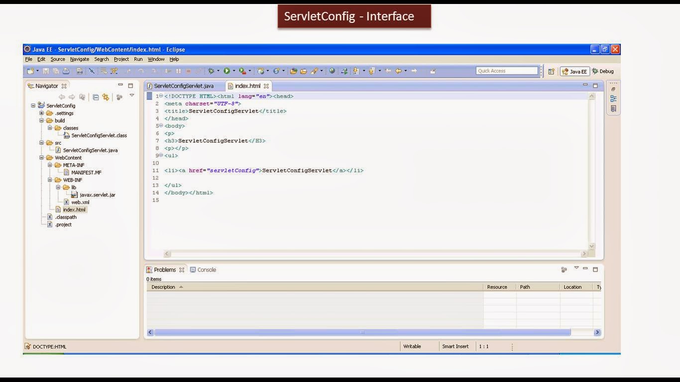 JAVA EE: Servlets : ServletConfig