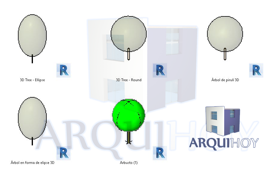 Familia Plantas esféricas / Family Plants low (RFA) | ArquiHoy-Revit