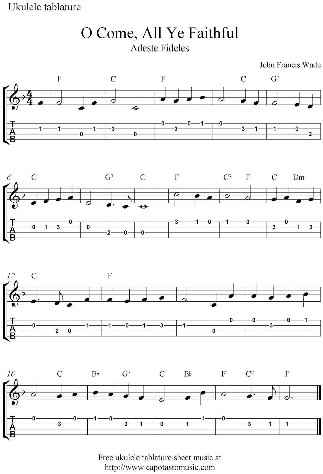 Easy Sheet Music For Beginners O Come All Ye Faithful Adeste Fideles