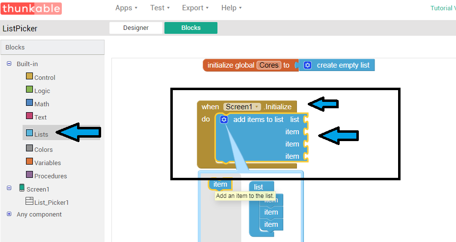 Tutor dos Nerds: Como utilizar o elemento ListPicker no Android com Thunkable/app Inventors