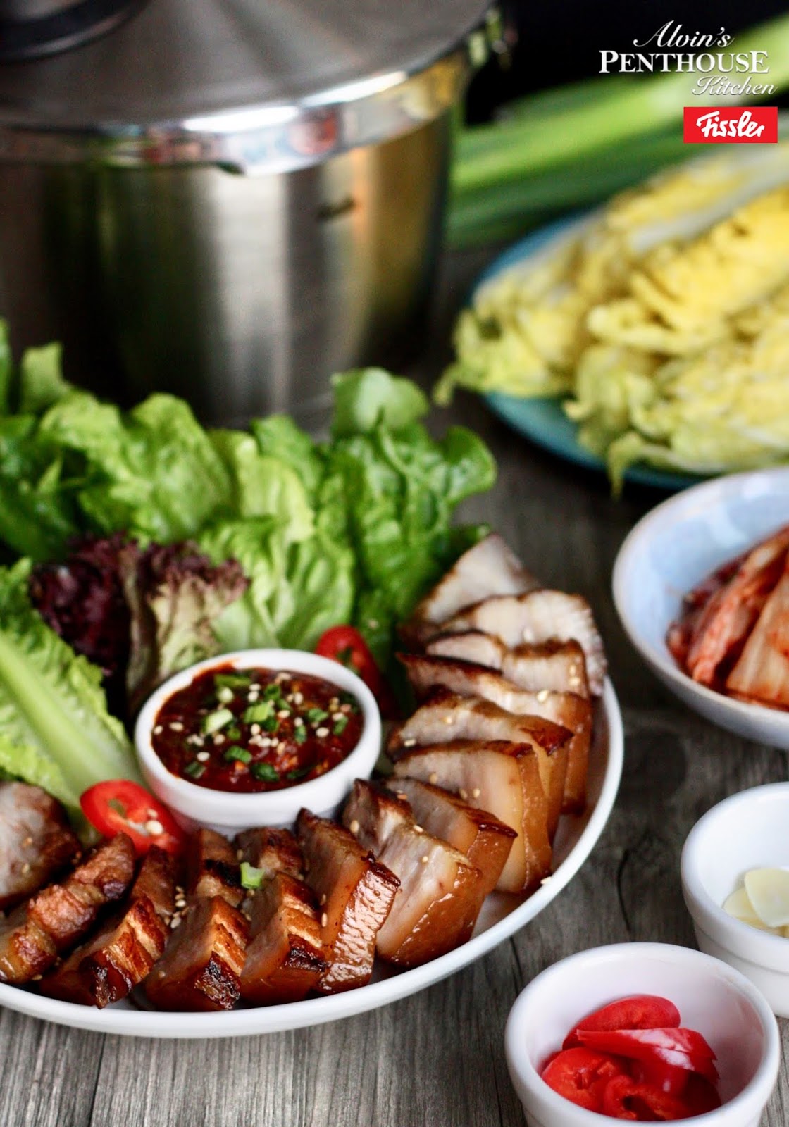 Alvin's Penthouse Kitchen: Bossam: Korean Boiled Pork Belly Wraps ...
