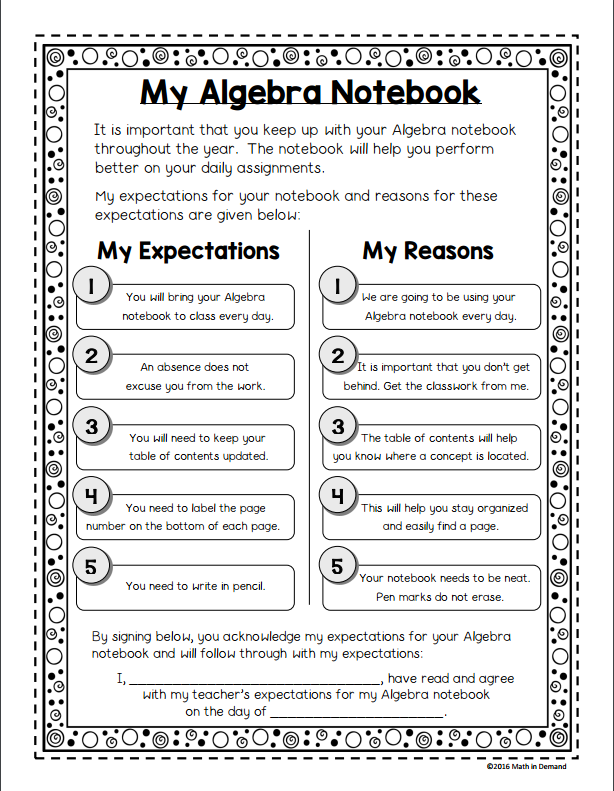 Math in Demand: Algebra Interactive Notebook Starter