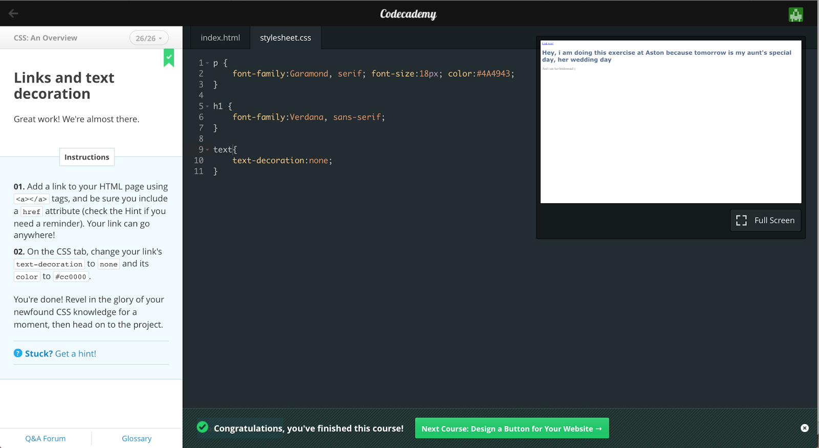 Hey, I'm Jesslyn.: Code Academy : Html & Css | CSS An Overview