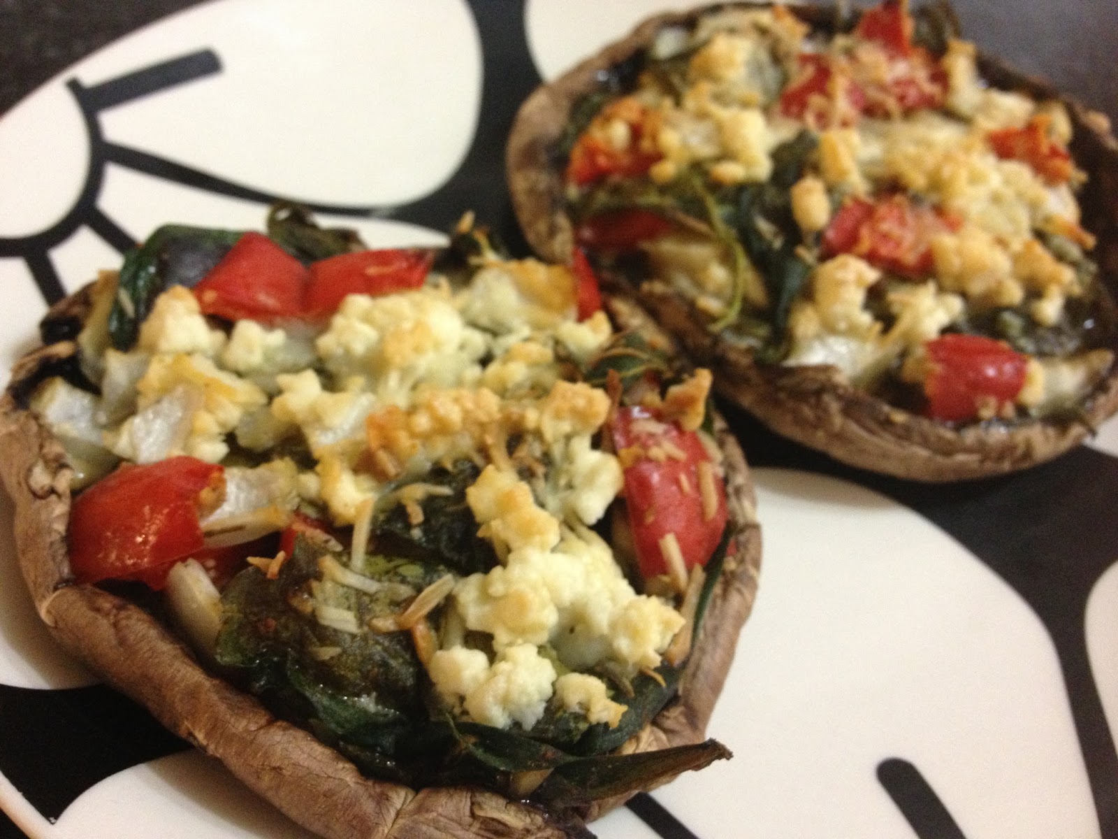 The Pursuit of Healthiness: Spinach and Feta Stuffed Portabella Caps