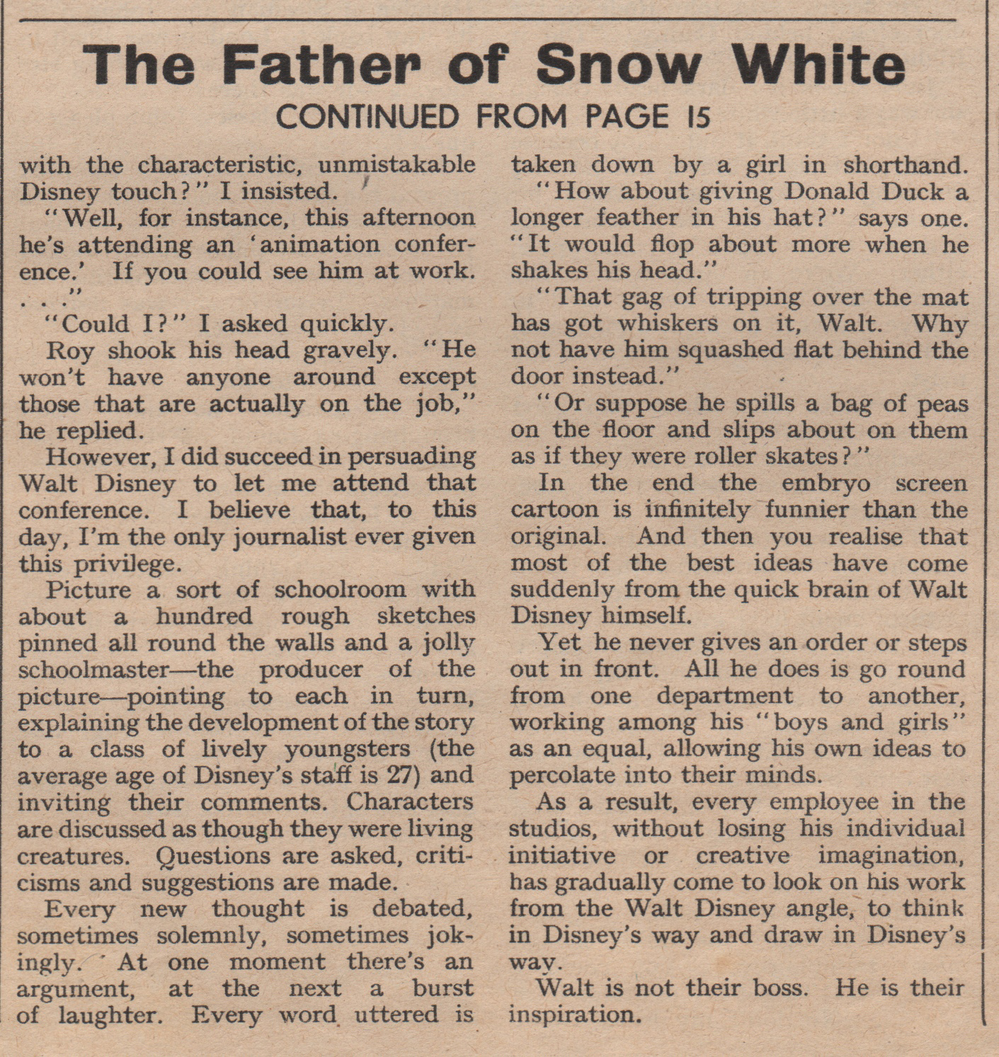 Filmic Light - Snow White Archive: 1938 To-day Magazine "Father of Snow ...