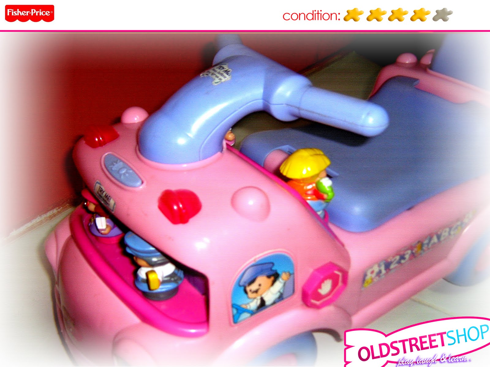 oldstreetshop: Fisher Price Little People Pink School Bus Ride On