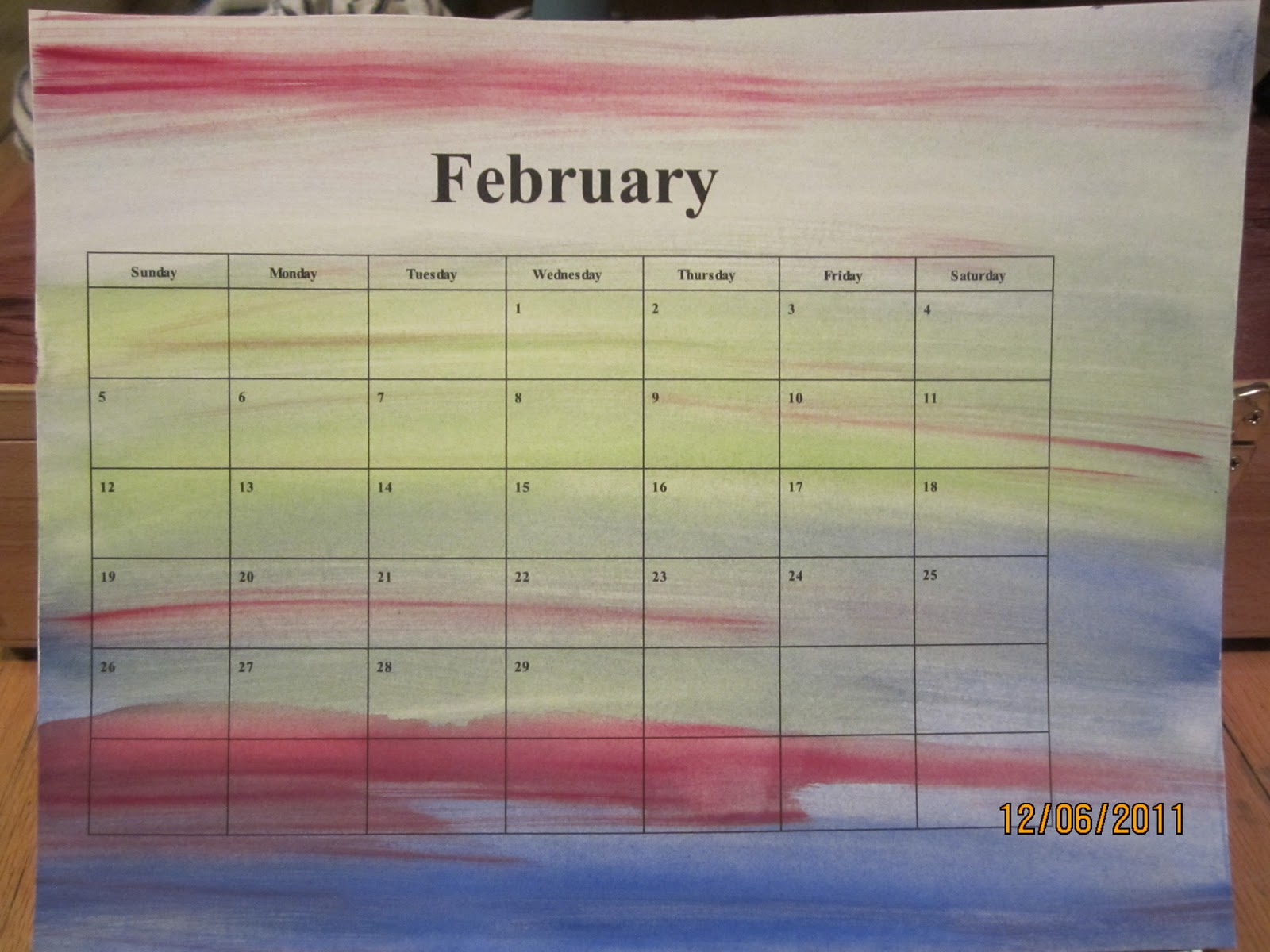 Homemade and Colorful: Homemade Watercolor Calendar