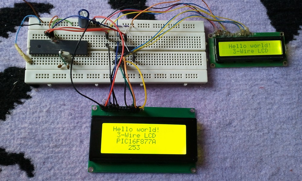 Interfacing Pic16f877a With 3 Wire Lcd