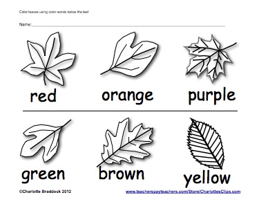 Classroom Freebies Too: Fall Color Word Printable