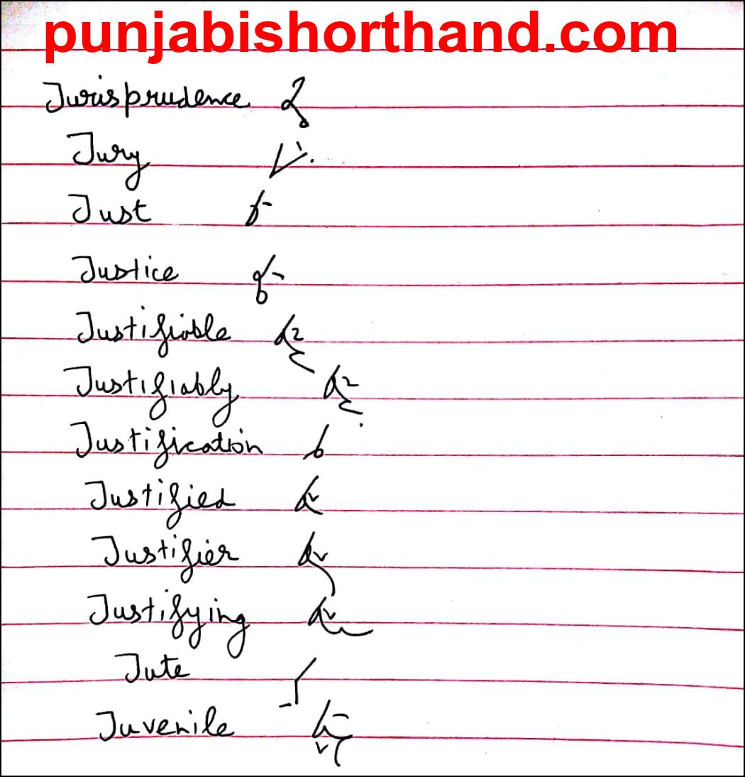 English Shorthand Alphabet Pitman [J] Outlines