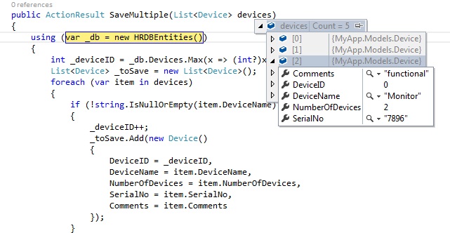 Saving Multiple Records In Mvc 5