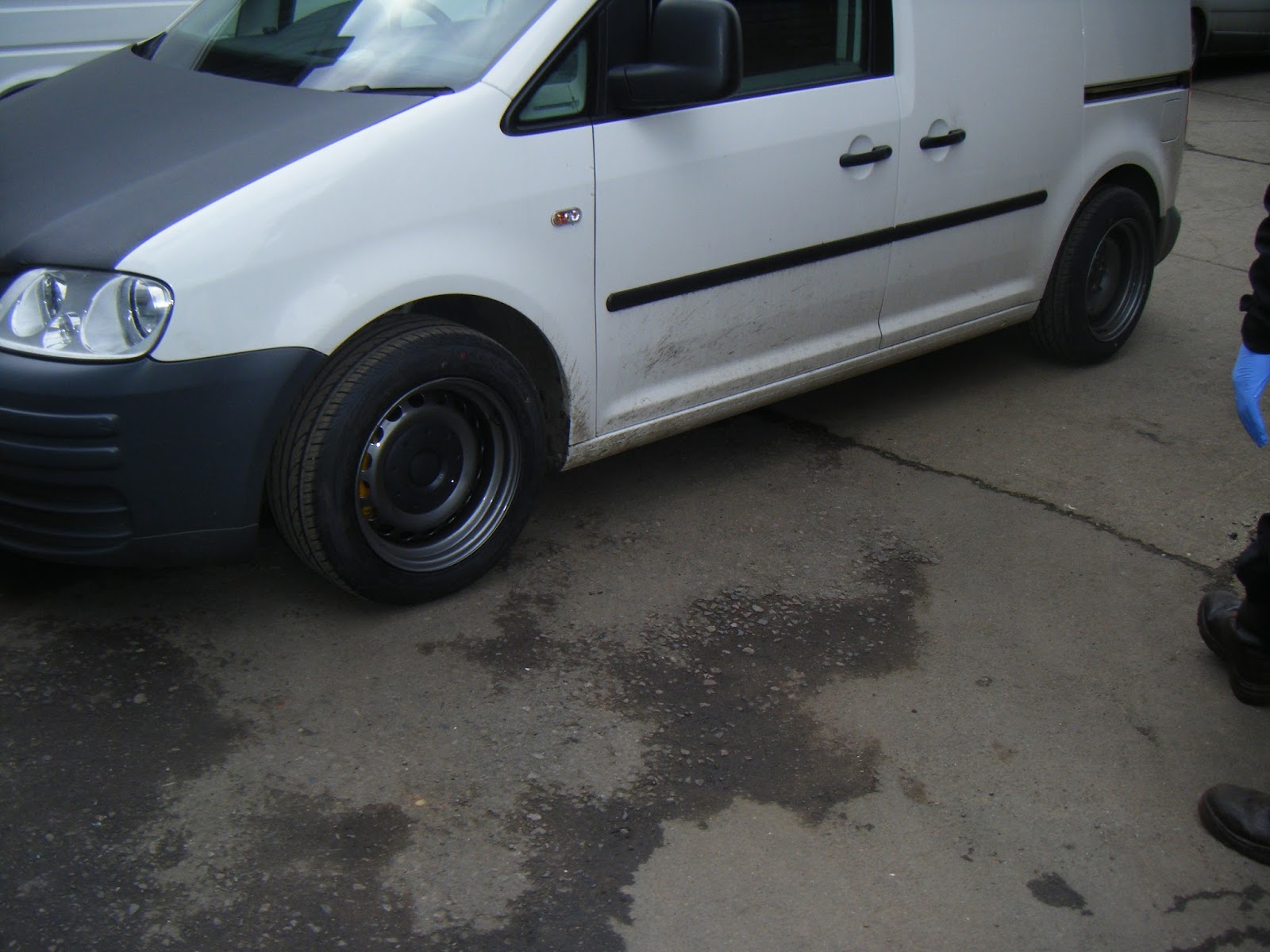 Volkswagen Caddy van lowered and banded steel wheels fitted.