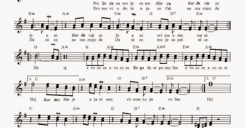 NOTE | DOMACE I STRANE: DJURDJEVDAN AKORDI NOTE