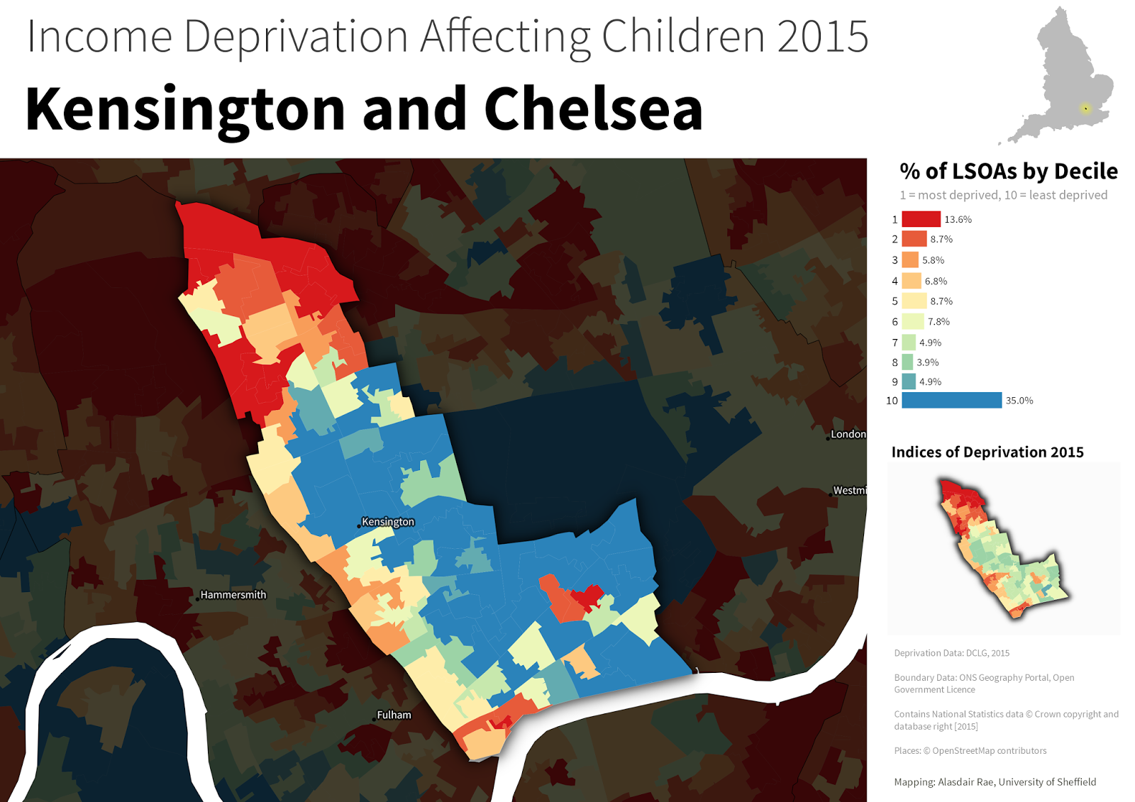 Stats, Maps n Pix: Children living in deprived households in England