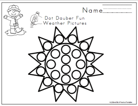 Dot Dauber Fun with Weather Pictures ~ Preschool Printables