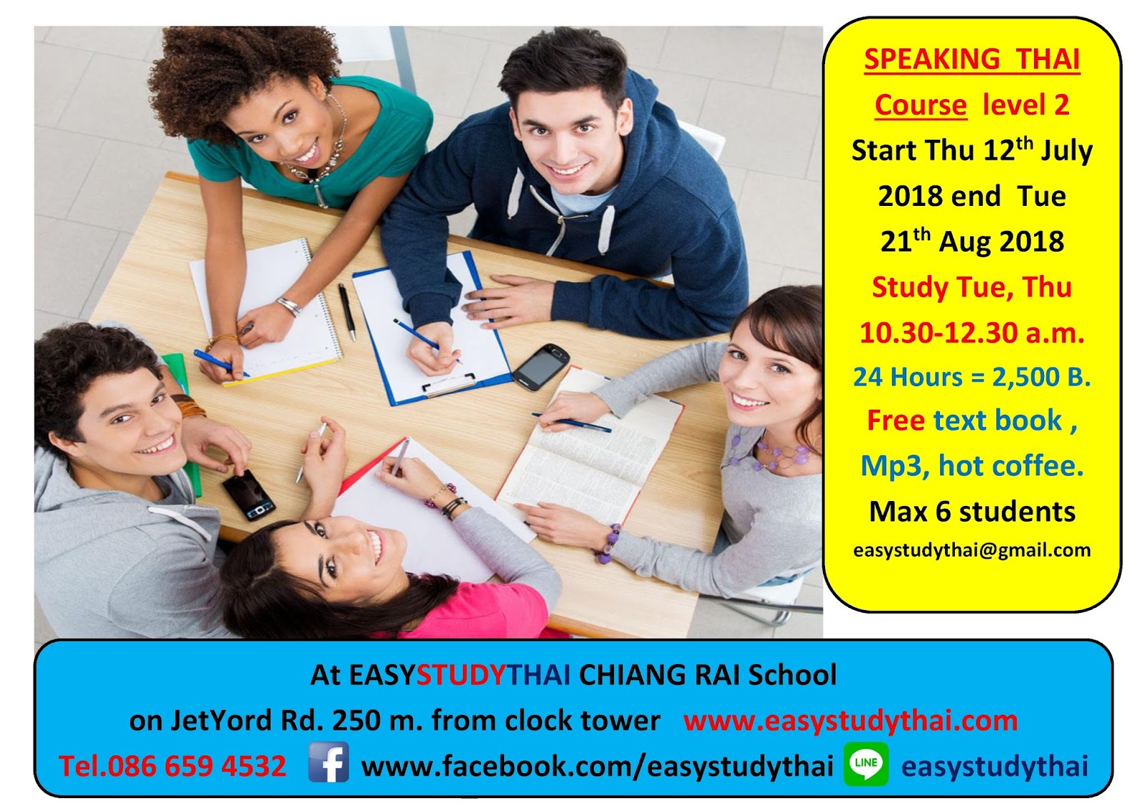 Easy Study Thai Language School Chiang Rai on Jetyord Road near clock ...