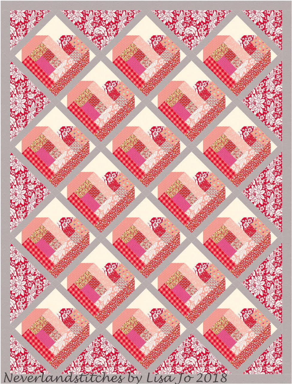 Neverlandstitches A Scrappy Log Cabin Heart Quilt