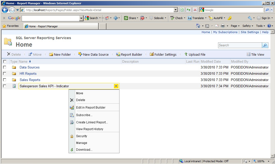 BI Learning Hub SSRS Report Manager BI Learning Hub SSRS Report Manager