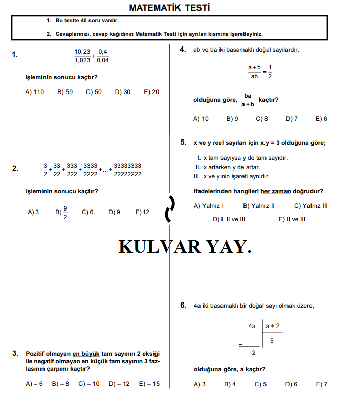 TYT MATEMATİK DENEME SINAVI PDF İNDİR ONLİNE DENEME ÇÖZ 4 TYT MATEMATİK DENEME SINAVI PDF İNDİR ONLİNE DENEME ÇÖZ 4