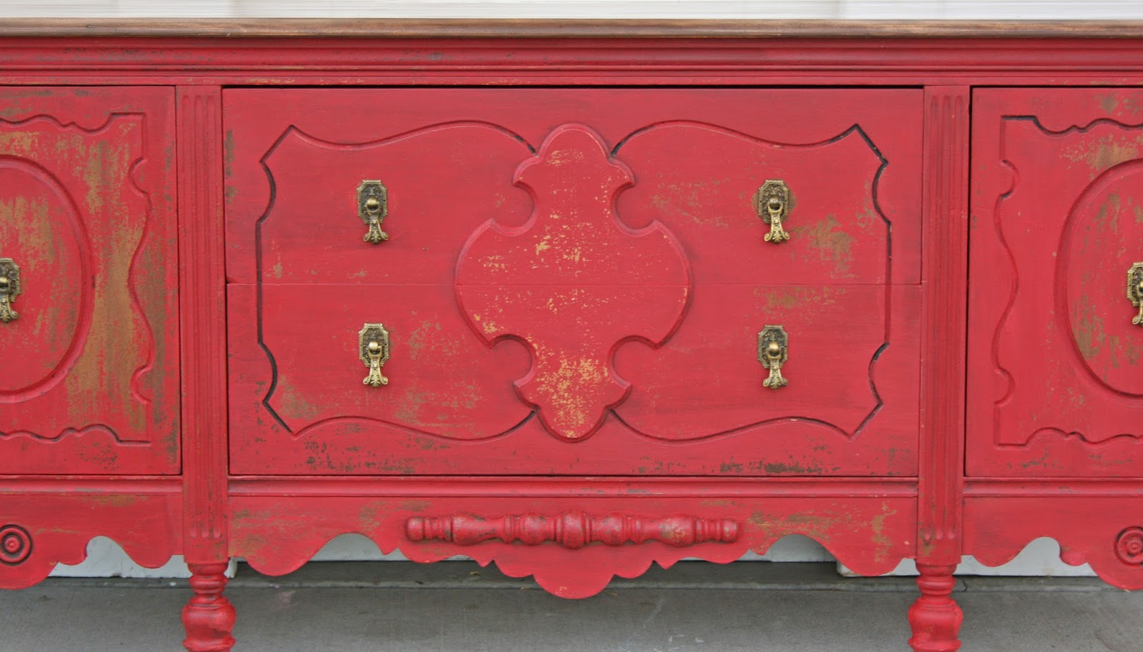 Antique Recreation: Short Buffet in Tricycle Red...