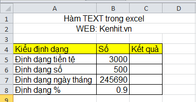 Cách dùng Hàm Text, chuyển đổi số thành văn bản trong excel