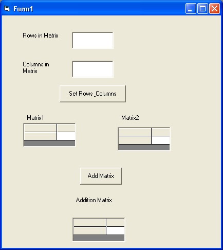 IGNOU: VB-32 : Add 2 matrices of size mXn