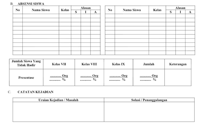 Format Agenda Piket Harian dan Absensi Kehadiran Guru - Beranda Pendidik