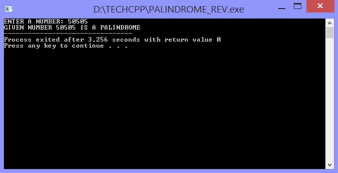 C Program To Check Whether A Number Is Palindrome Or Not
