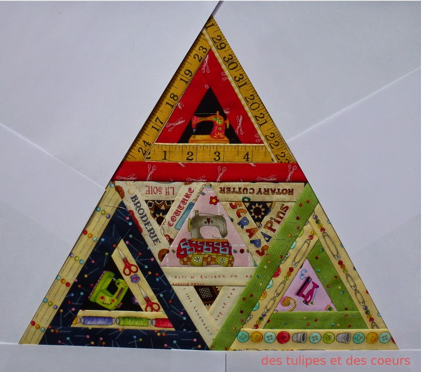 variation sur des triangles, mon troisième, patchwork et couture